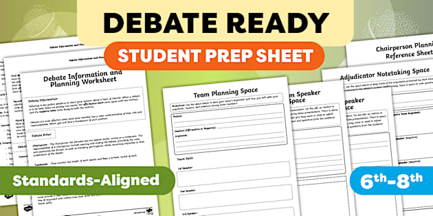 Debate Information and Planning Worksheet for 6th-8th Grade