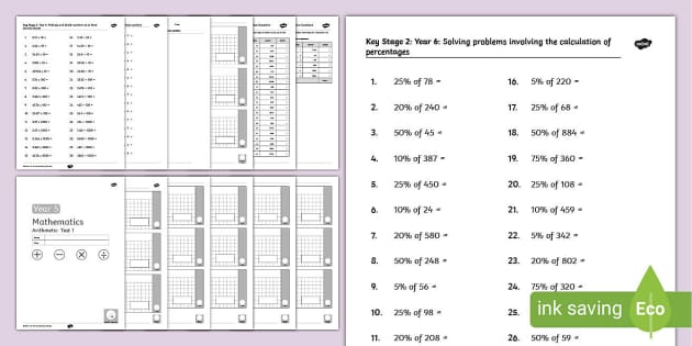 Arithmetic Test For Year 6 Practice Mental Maths Tests