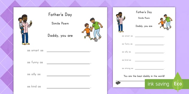 Father's Day Simile Poem Activity - Figurative Language