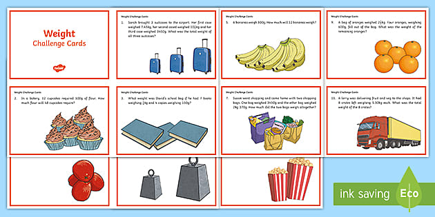 Weight Challenge Cards (teacher made)