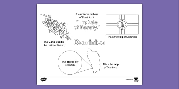 Dominica Facts Coloring Sheet (teacher made) - Twinkl