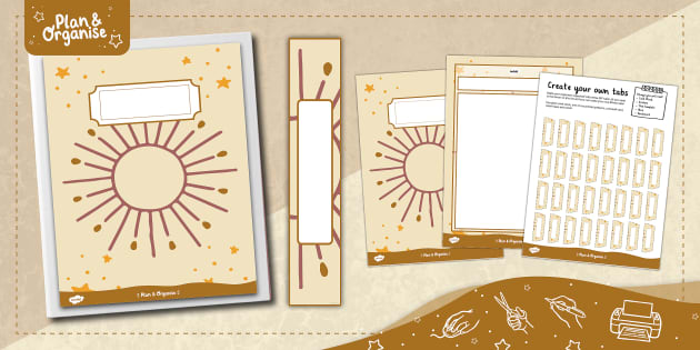 Muted Sun and Stars | Personalised Binder Pack - Twinkl