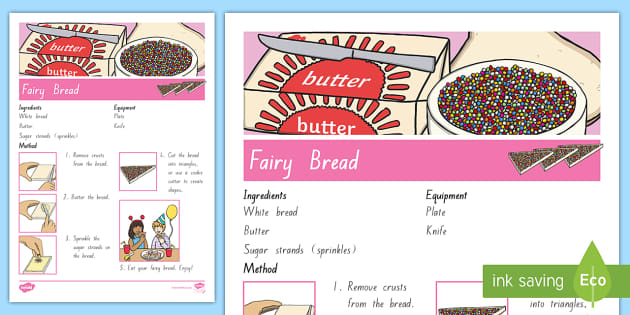 Fairy Bread Recipe - EYLF - Parents (teacher made)