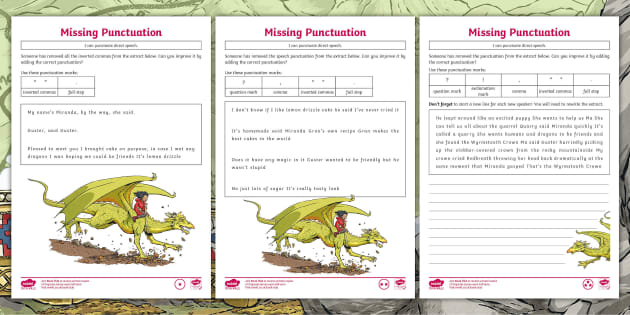 KS2 Direct Speech Punctuation Differentiated Worksheet / Worksheet 1 (KS2