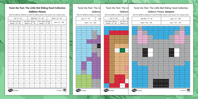 Addition with 2 and 3 digits Differentiated Maths Mosaics (Little Red ...