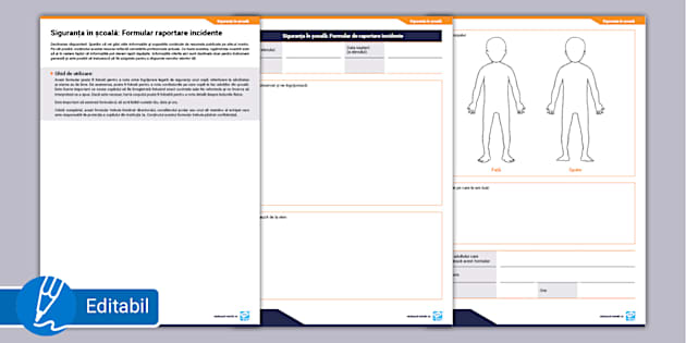 Siguranța în școală: Formular de raportare incidente – Model