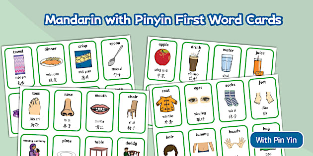 Singapore Mandarin First Word Cards with Pinyin for Kids