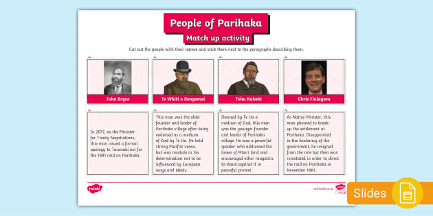 People of Parihaka Match Up Activity (teacher made) - Twinkl