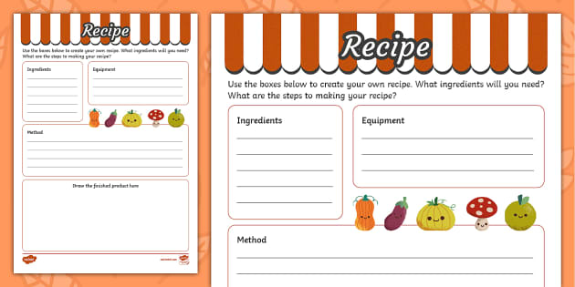 Autumn Market-Themed Recipe Writing Worksheet - Twinkl