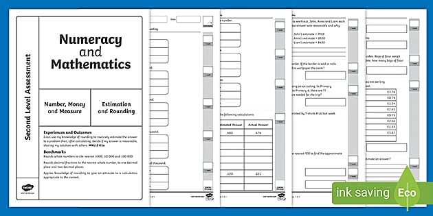 Second Level Numeracy and Mathematics Assessment - Estimation and Rounding Second Level Numeracy and Mathematics Assessment - Estimation and Rounding