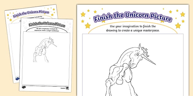 KS2 Finish the Unicorn Picture - Twinkl Art - Twinkl