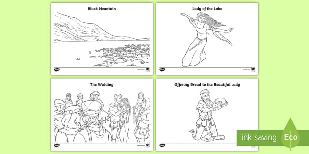 Welsh Myths and Legends: Lady of the Lake Colouring Pages