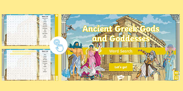 Ancient Greek Gods and Goddesses Interactive Word Search