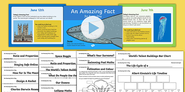 An Amazing Fact a Day June PowerPoint and Worksheet / Worksheets Pack