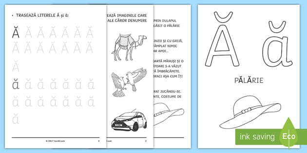 Învățăm litera Ă Broșură cu activități - alfabet, litera ă, litere