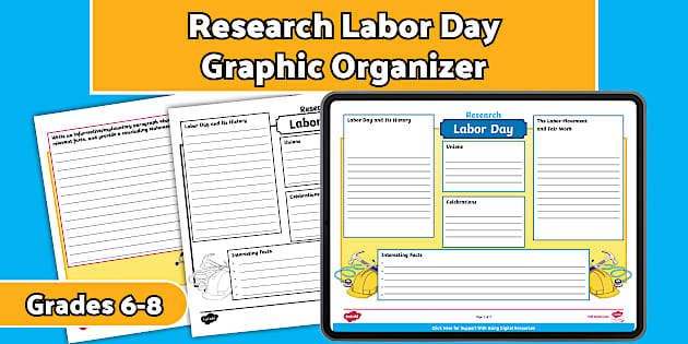 Research Labor Day Graphic Organizer for 6th-8th Grade