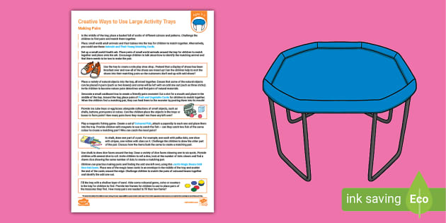 EYFS Creative Ways to Use Large Activity Trays: Making Pairs