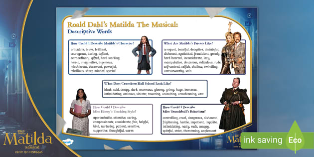 FREE! - Matilda The Musical: Descriptive Word Mat - Twinkl