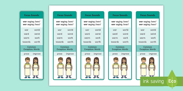 'war' saying /wor/ and 'wor' saying /wur/ Level 6 Week 23 Spelling ...