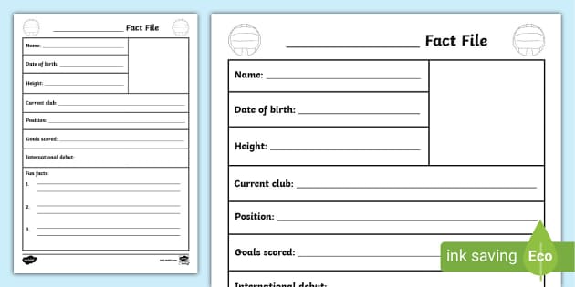 Footballer Fact File Template (teacher made)