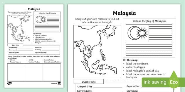 KS2 Malaysia Research Activity - Twinkl - KS2 (teacher made)