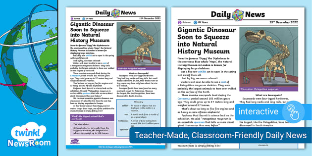 Patagotitian Dinosaur Natural History Museum | Twinkl