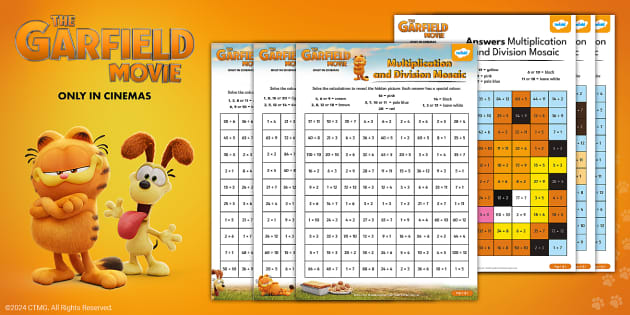 FREE! - 👉 Garfield: Multiplication Mosaics Differentiated Worksheets