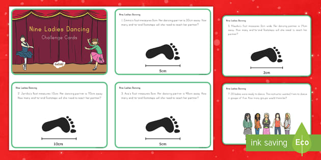 Nine Ladies Dancing Challenge Cards - Christmas, 12 days of