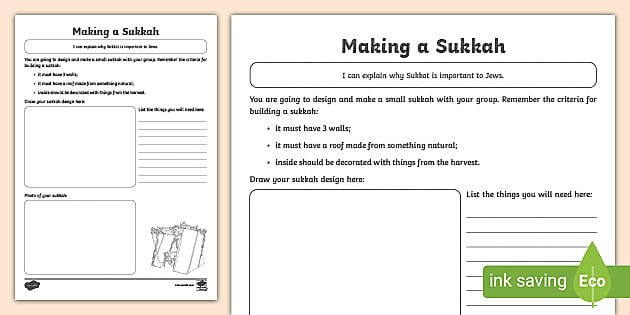 Making a Sukkah - Sukkot Worksheet - Primary Resources
