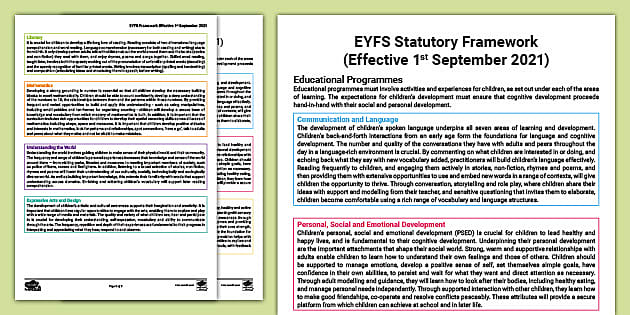 Exploring the Educational Programmes and Early Learning Goals 2021 | EYFS