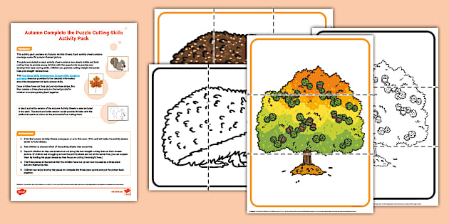 Autumn Complete the Puzzle Cutting Skills Activity Pack