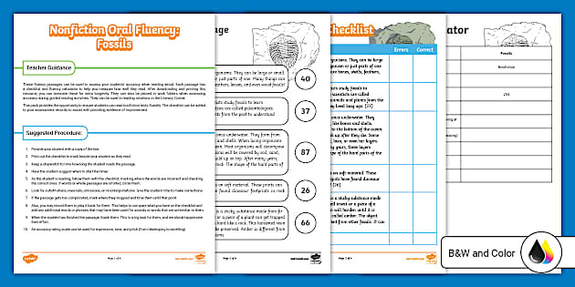 Third Grade Nonfiction Oral Fluency Assessment: Fossils