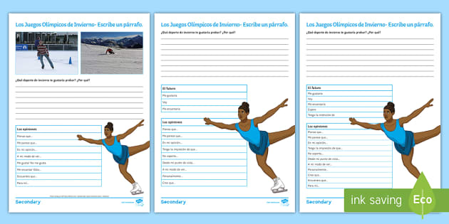 Winter Olympics Structured Writing Differentiated Worksheet / Worksheets