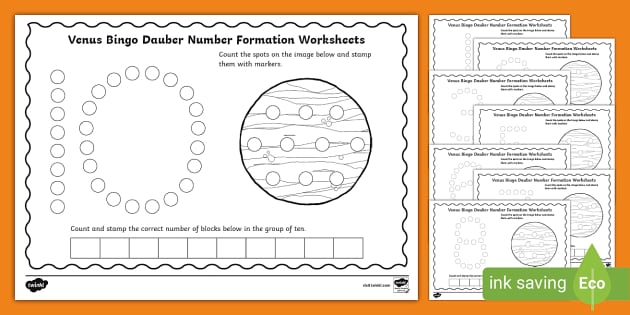 Venus Bingo Dauber Number Formation Worksheets Twinkl venus-bingo-dauber-number-formation-worksheets-twinkl