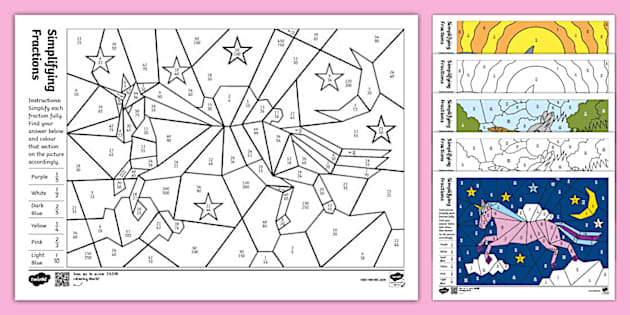 Equivalent Fractions Year 6 Colour by Numbers Worksheet
