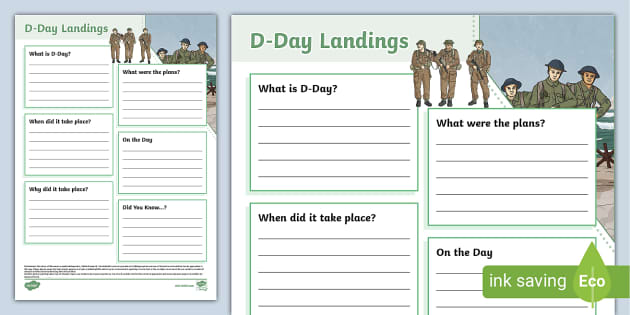 FREE! - D-Day Landings Fact File Template (teacher made)