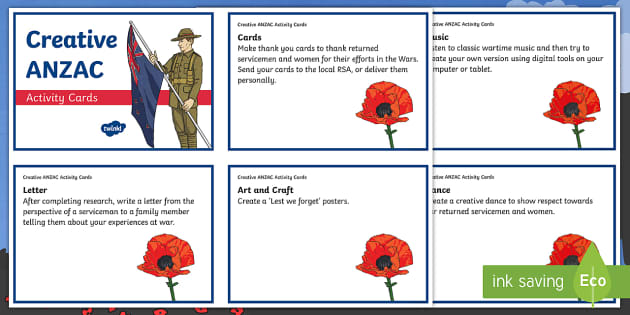 Creative Anzac Day Activity Challenge Cards (teacher made)