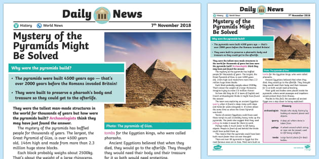 UKS2 Building the Pyramids Daily News Story (teacher made)