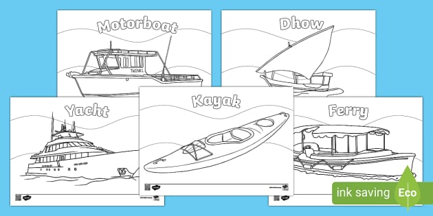 Water Transport Colouring Pages (teacher made) - Twinkl
