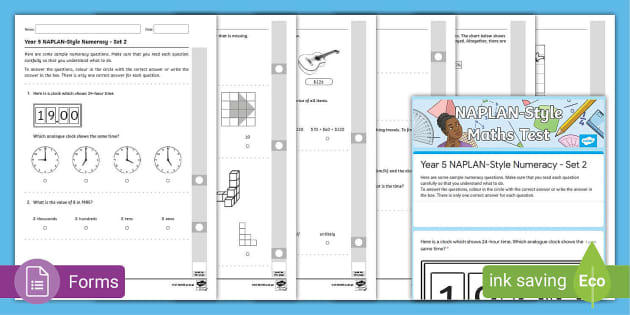 NAPLAN Example Tests Year 5 Assessment Preparation