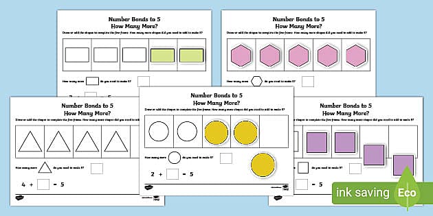 👉 Number Bonds to 5 How Many More? Activity