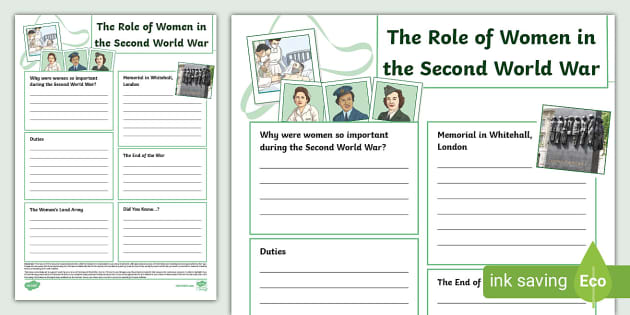 The Role of Women in the Second World War Fact File Template