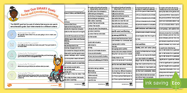 Year One SMART Goals Social and Emotional Learning - Twinkl