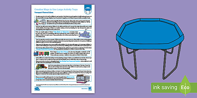EYFS Creative Ways to Use Large Activity Trays: Transport