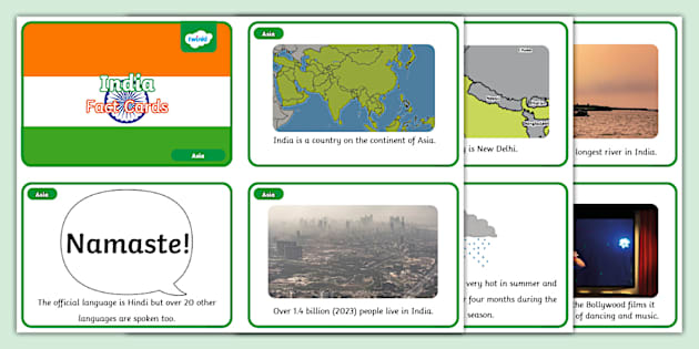 KS1 India Fact Cards - KS1 - Geography - Asia (teacher made)