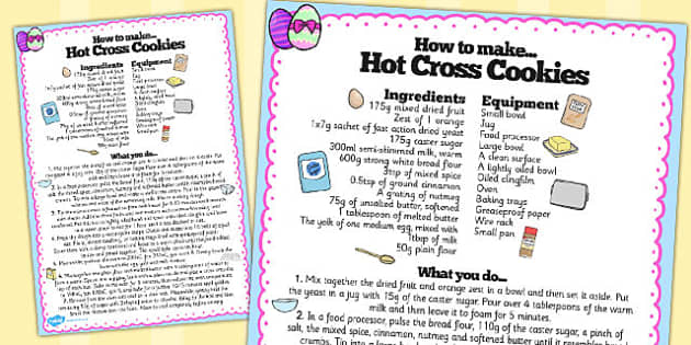 Hot Cross Cookies Recipe Sheet (teacher made) - Twinkl