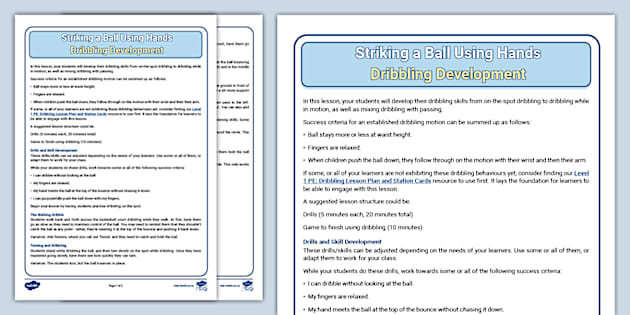 Level 1 Health & PE: Dribbling Development Lesson Plan