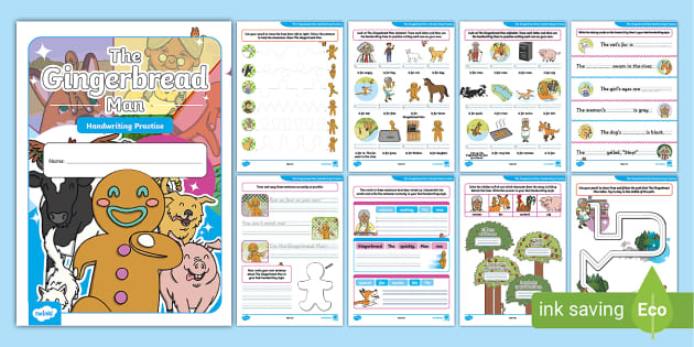 Kindergarten/KS1 The Gingerbread Man Handwriting Activity Booklet