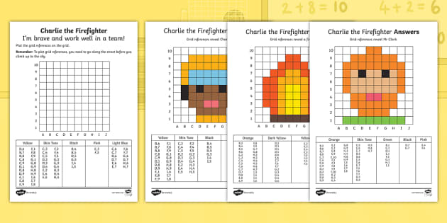 Charlie the Firefighter Grid References Worksheets