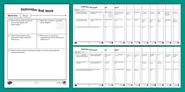 Sixth Grade Science September Bell Work Bundle - Twinkl